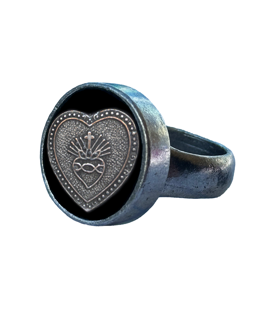 Ring - Shadow Box Sacred Heart - Black – Classic Hardware Jewelry