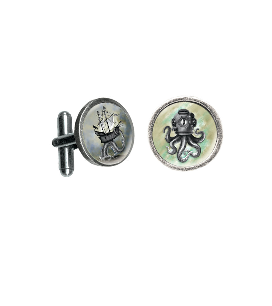 Cufflinks - Ship and Octopus – Classic Hardware Jewelry